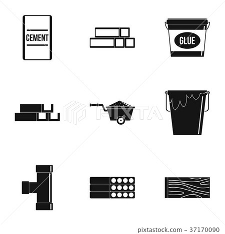 Construction material icon set, simple style - Stock Illustration ...