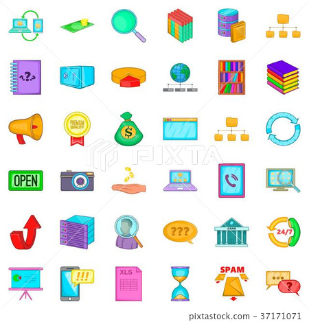 Searching icons set, cartoon style - Stock Illustration [37171071] - PIXTA