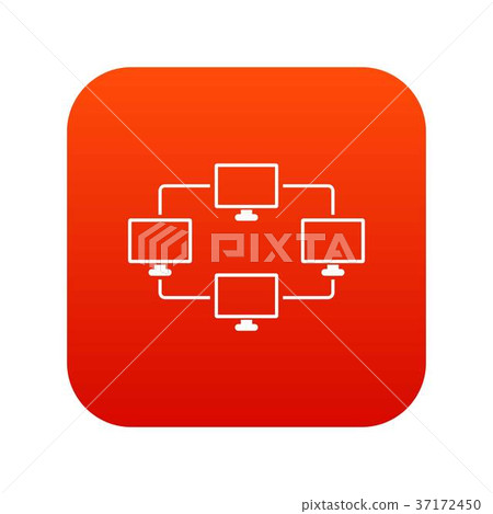 Computer transmission information icon digital red - Stock Illustration ...