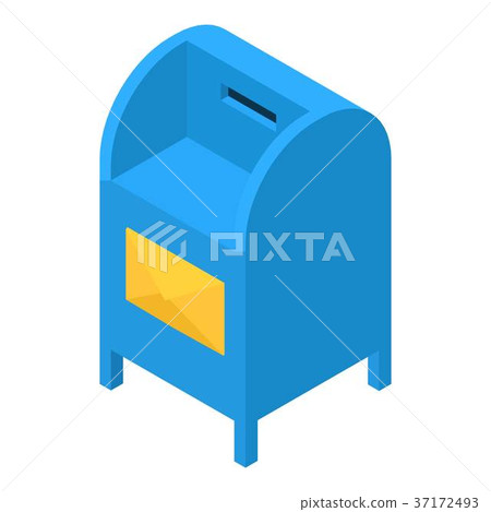 Blue mailbox icon, isometric 3d style - Stock Illustration [37172493 ...