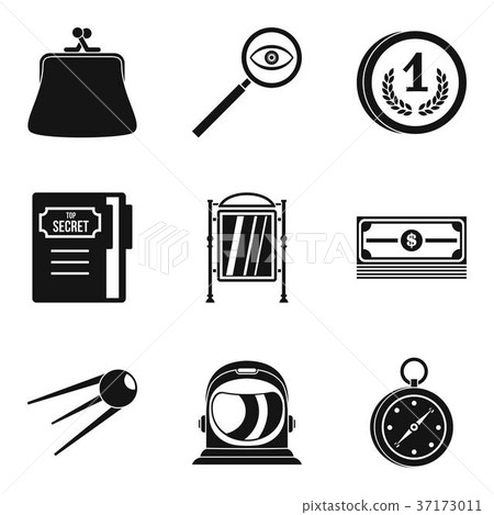 Fee for pleasure icons set, simple style - Stock Illustration [37173011 ...