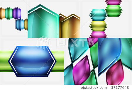 Set of glossy geometric shapes abstract - Stock Illustration [37177648 ...