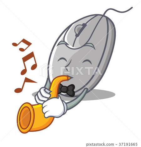 With trumpet mouse mascot cartoon style - Stock Illustration [37191665 ...