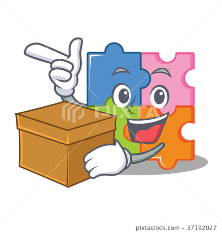 With box puzzle character cartoon style - Stock Illustration [37192027 ...