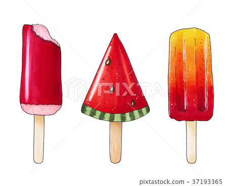 Set of popsicle. Hand drawn marker illustration. - Stock Illustration ...