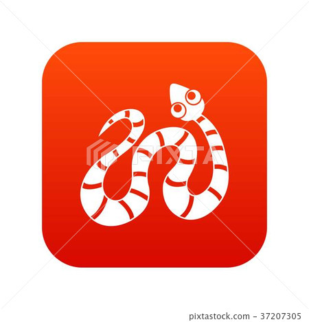 Black striped snake icon digital red - Stock Illustration [37207305 ...