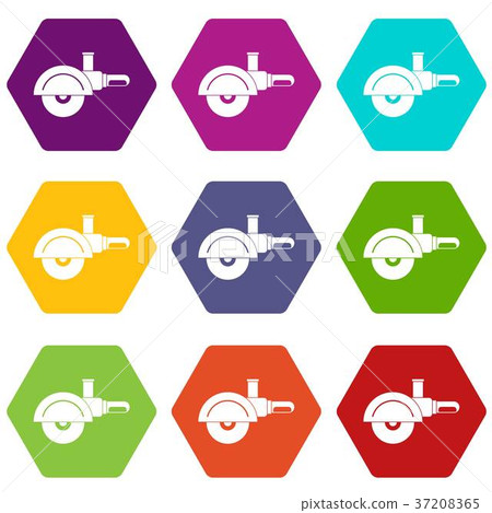 High speed cut off machine icon set color... - Stock Illustration ...
