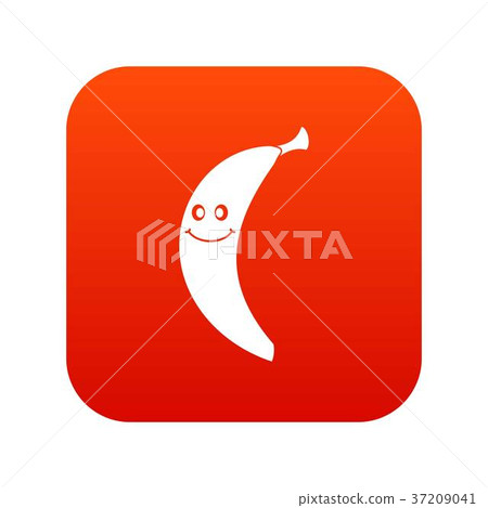 Smiling banana icon digital red - Stock Illustration [37209041] - PIXTA