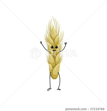 Cute funny wheat ear cartoon character vector - Stock Illustration ...