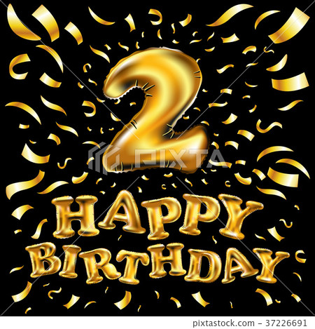 Happy Birthday Balloon number 2 Two. Realistic 3D-插圖素材 [37226691] - PIXTA圖庫