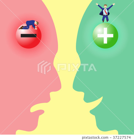 Negativity VS Positivity Brain; Businessmen Inside - Stock Illustration ...