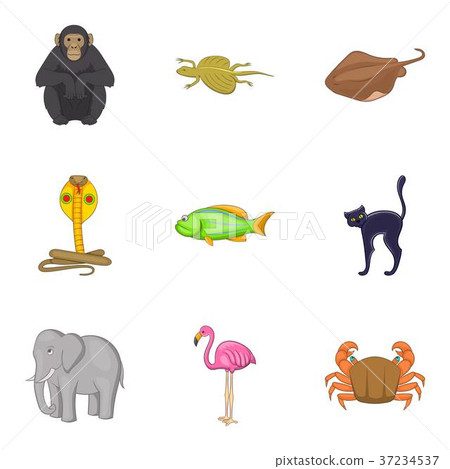 Beautiful animal icons set, cartoon style - Stock Illustration ...