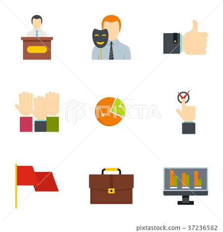 Policy icons set, flat style - Stock Illustration [37236582] - PIXTA