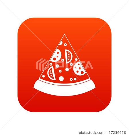 Slice of pizza icon digital red - Stock Illustration [37236658] - PIXTA
