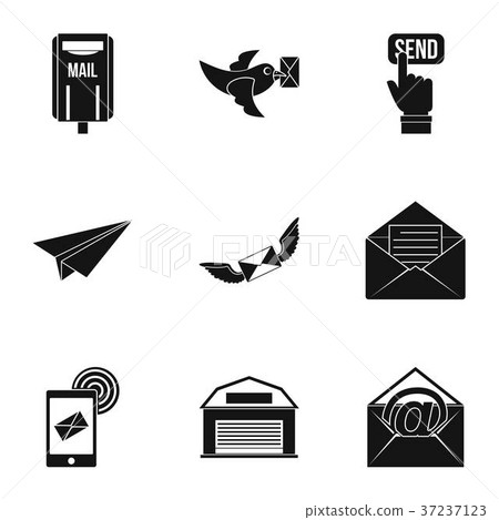 Mail delivery icons set, simple style - Stock Illustration [37237123 ...