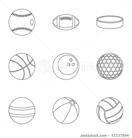 Ball icons set, outline style - Stock Illustration [37237994] - PIXTA