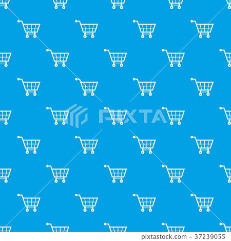 Shopping cart pattern seamless blue - Stock Illustration [37239055] - PIXTA