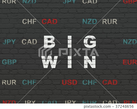 Finance concept: Big Win on wall background - Stock Illustration ...