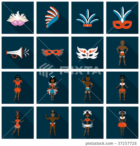 Set of Brazilian samba dancers and carnival masks - Stock Illustration ...