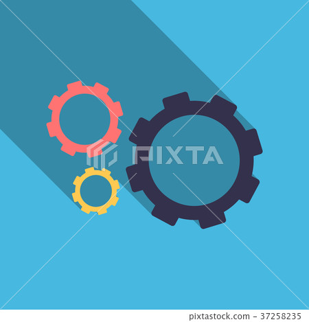 Three gear sign simple icon on background with - Stock Illustration ...