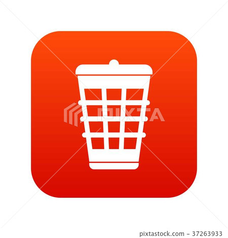 Trash can icon digital red - Stock Illustration [37263933] - PIXTA