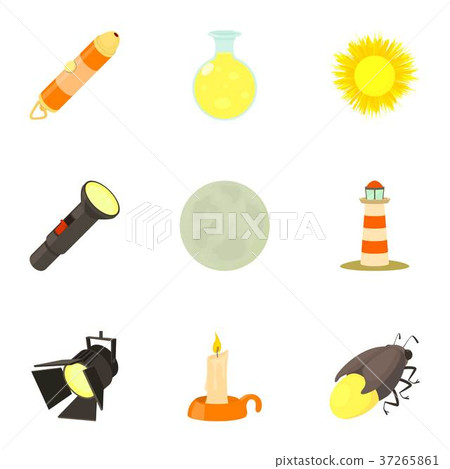 Light and lighting icons set, cartoon style - Stock Illustration ...