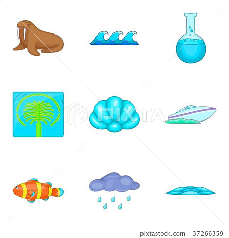 Aqua icons set, cartoon style - Stock Illustration [37266359] - PIXTA