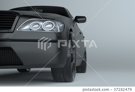 Close up of car on gray studio background - Stock Illustration ...