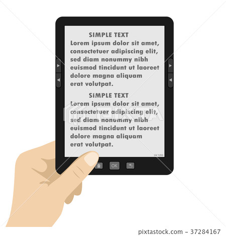 Hand holding portable modern tablet e-book reader - Stock Illustration ...