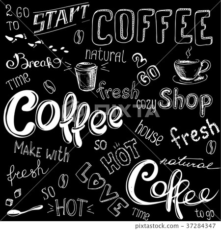 Coffee doodle background - Stock Illustration [37284347] - PIXTA
