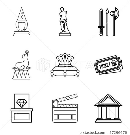 Reconstruction icons set, outline style - Stock Illustration [37296676 ...