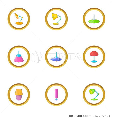 Electric lamps icons set, cartoon style - Stock Illustration [37297804 ...