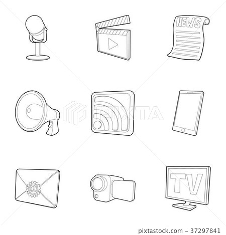 News subscription icons set, outline style - Stock Illustration ...