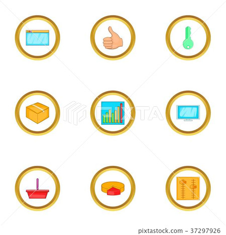Browser settings icons set, cartoon style - Stock Illustration ...