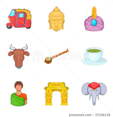 Indian castes icons set, cartoon style - Stock Illustration [37298148 ...