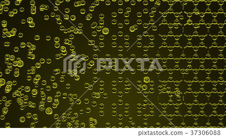 Composing yellow hexagonal molecular structure. 3D - Stock Illustration ...