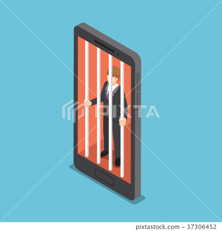 Businessmen are trapped in a smartphone cage. - Stock Illustration ...