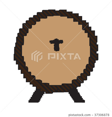 Pixelated wooden beer barrel - Stock Illustration [37306878] - PIXTA