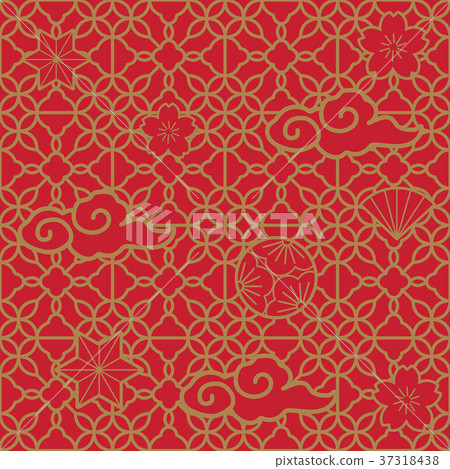 Japanese pattern vector. Red geometric background - Stock Illustration ...