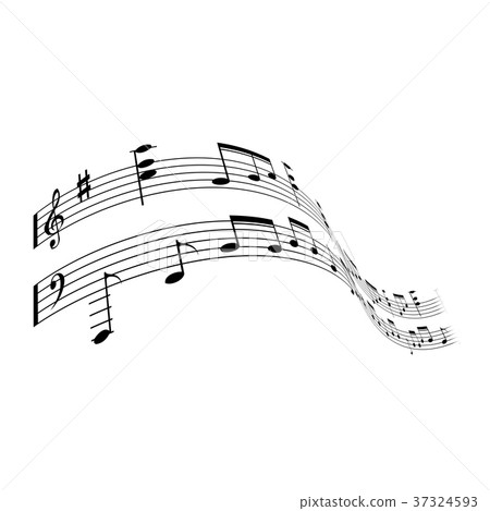 Wavy musical notes, melody - treble staff - Stock Illustration ...