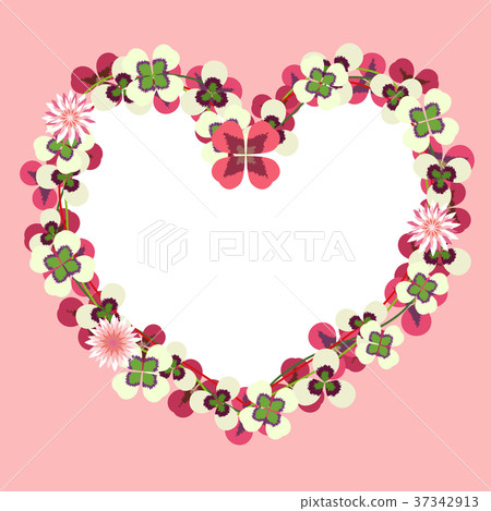 Clover Heart Frame Pink - Stock Illustration [37342913] - PIXTA