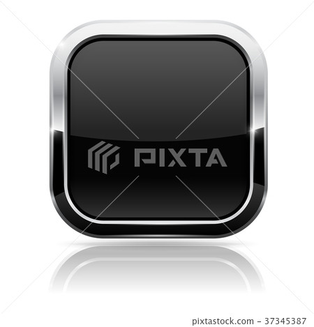Black blank button with chrome frame - Stock Illustration [37345387 ...