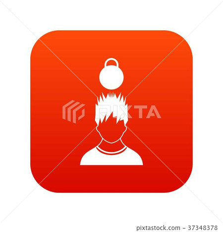 Man with the weight over head icon digital red - Stock Illustration ...
