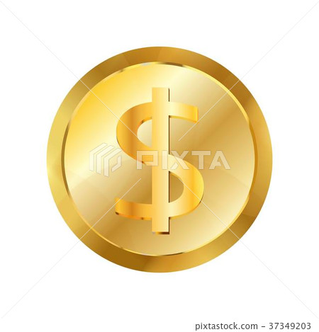 Dollar gold coin icon, realistic style - Stock Illustration [37349203 ...
