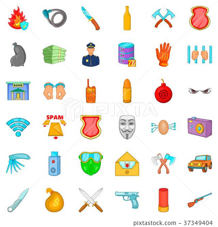 Security icons set, cartoon style - Stock Illustration [37349404] - PIXTA