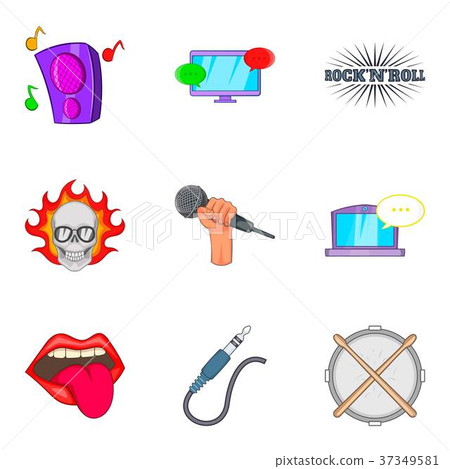 Rock music icons set, cartoon style - Stock Illustration [37349581] - PIXTA