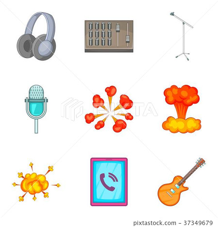 Sound control icons set, cartoon style - Stock Illustration [37349679 ...