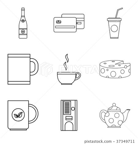 Tea shop icon set, outline style - Stock Illustration [37349711] - PIXTA