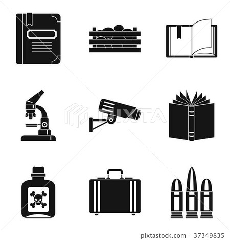Accumulated knowledge icons set, simple style - Stock Illustration ...