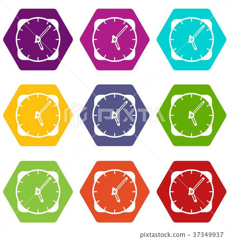 Watch icon set color hexahedron - Stock Illustration [37349937] - PIXTA